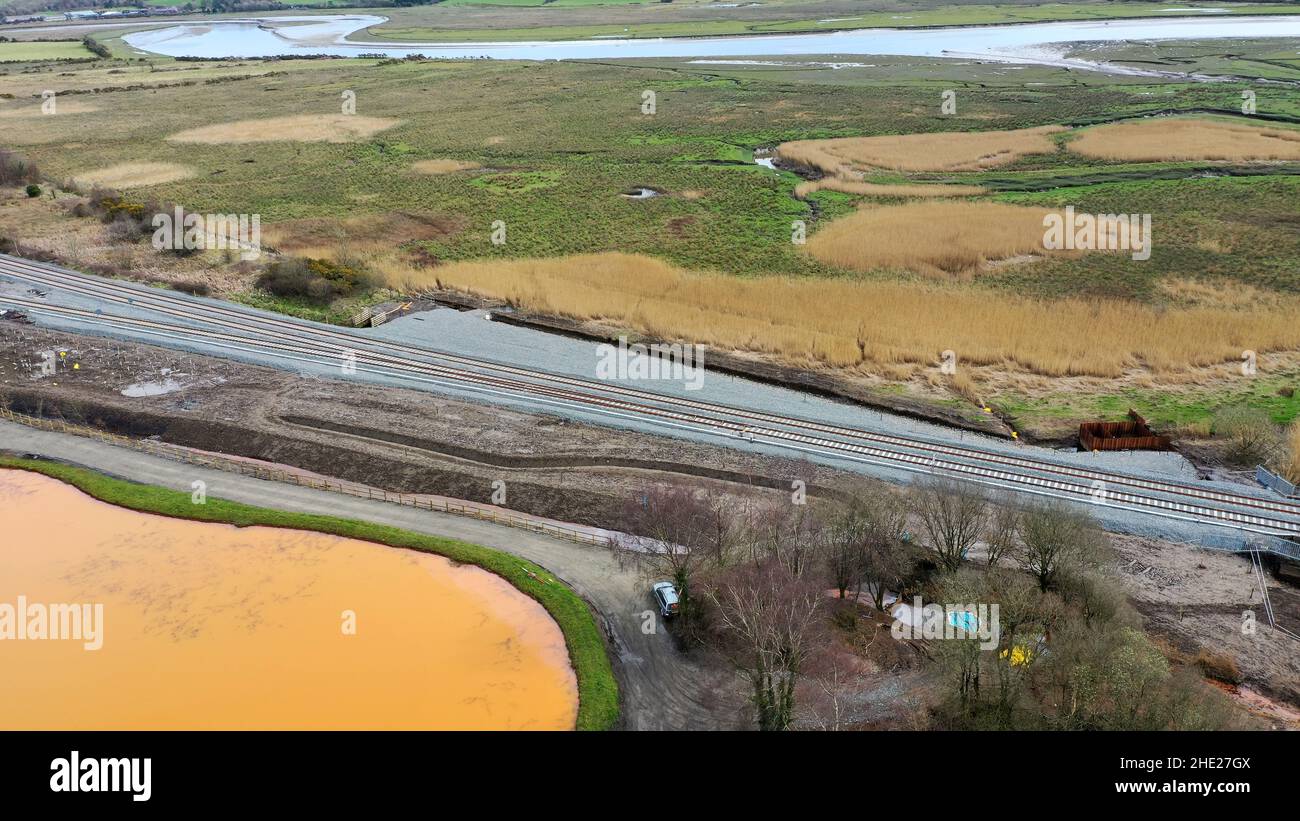 Aerial images of the Llangennech train crash site, diesel contaminant ...