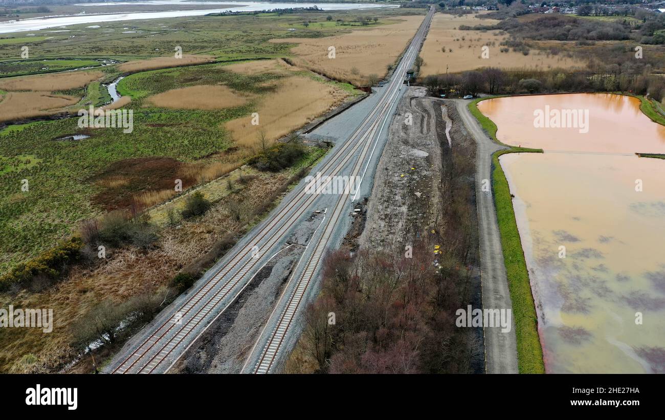 Aerial images of the Llangennech train crash site, diesel contaminant ...