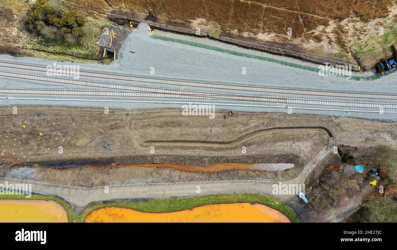 Aerial images of the Llangennech train crash site, diesel contaminant ...
