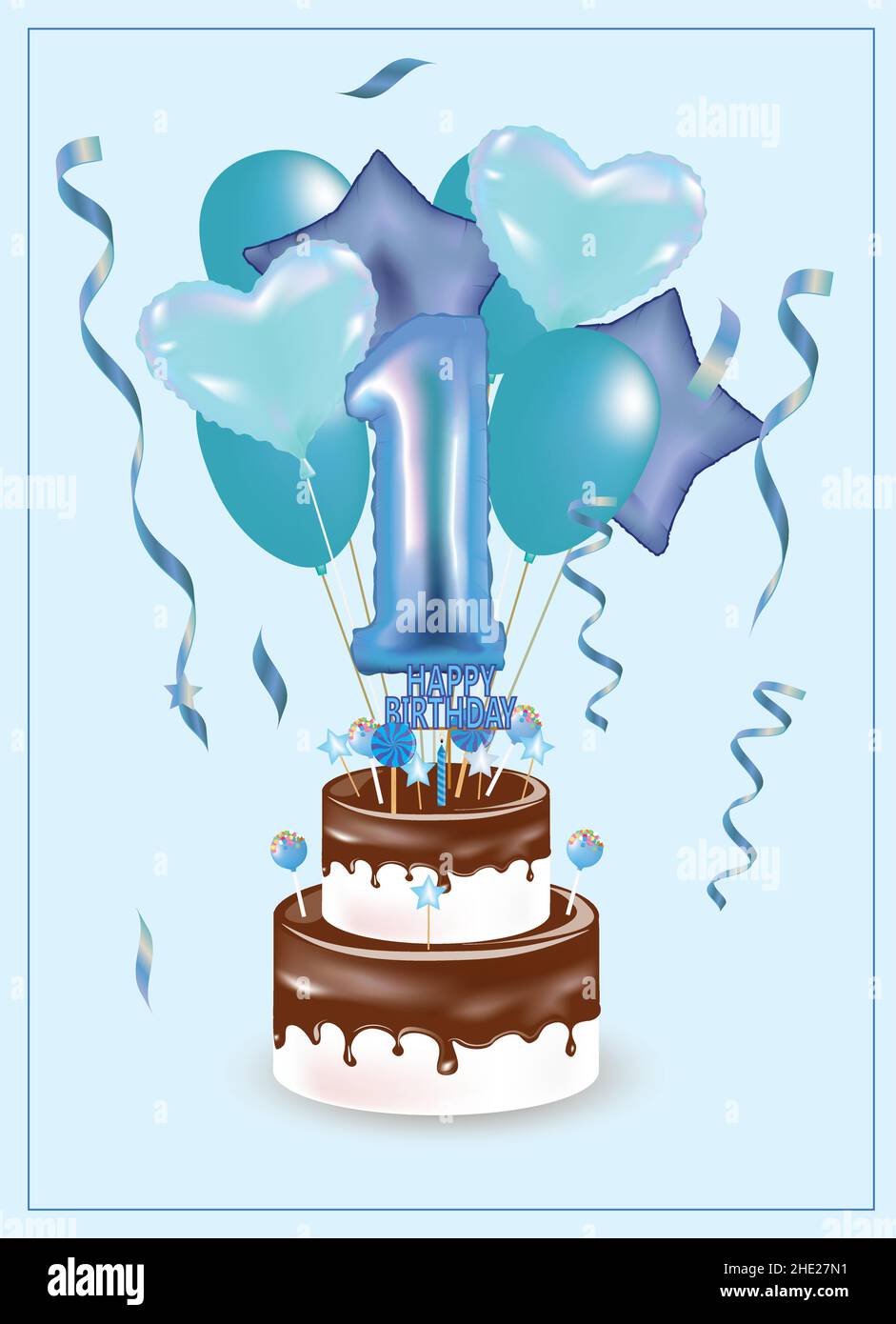 Happy first birthday card. vector illustration Stock Vector Image & Art ...