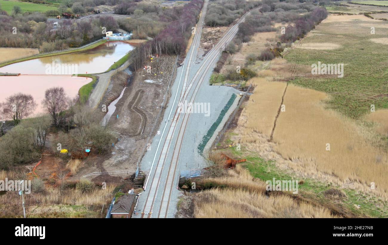 Aerial images of the Llangennech train crash site, diesel contaminant ...