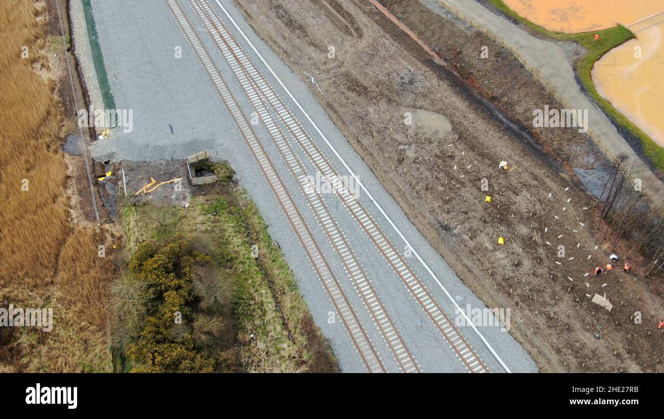 Aerial images of the Llangennech train crash site, diesel contaminant ...