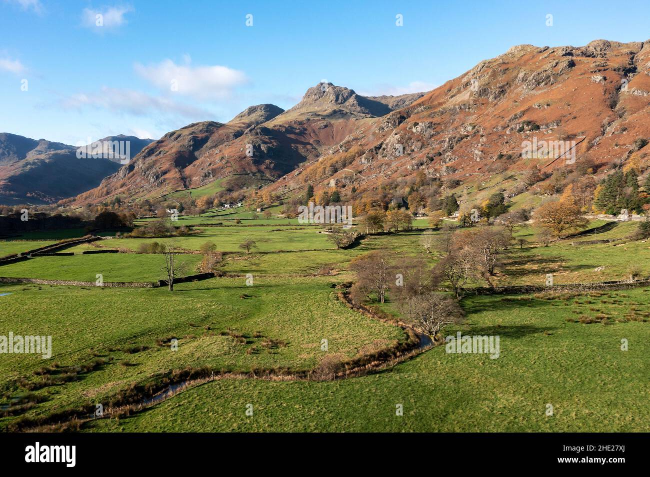 great langdale and the langdale pikes elevated view horizontal Stock ...