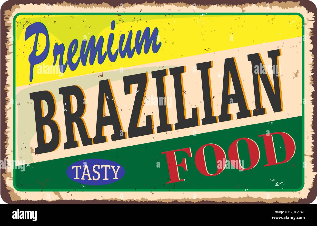 Brazilian food grunge metal sign on white, vector illustration Stock ...