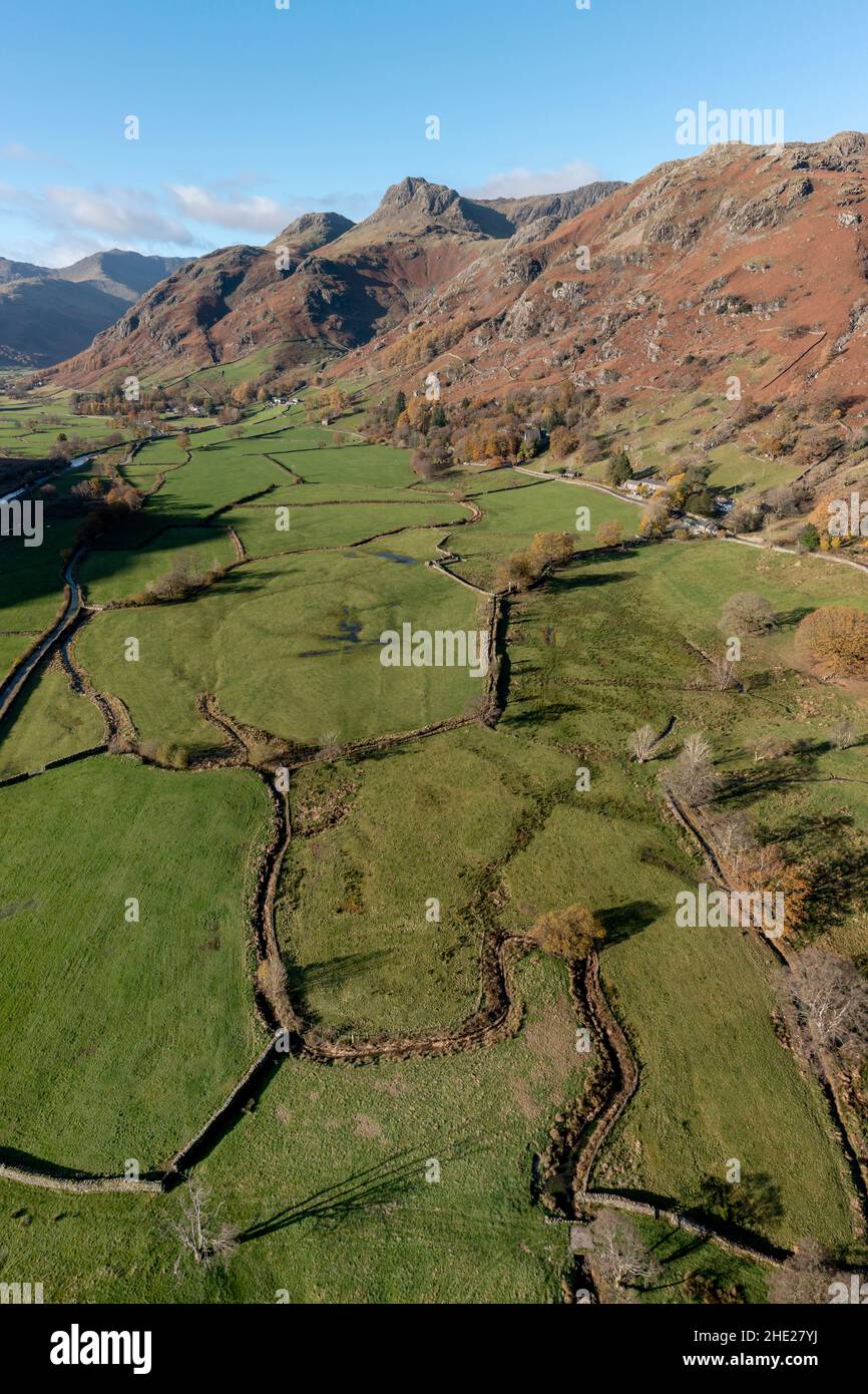 great langdale and the langdale pikes elevated view vertical Stock ...