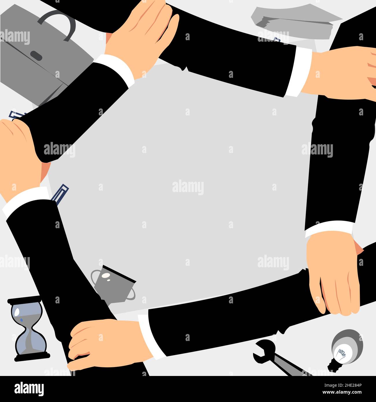 Four Hands Drawing Holding Arm Together Showing Connection Symbol ...