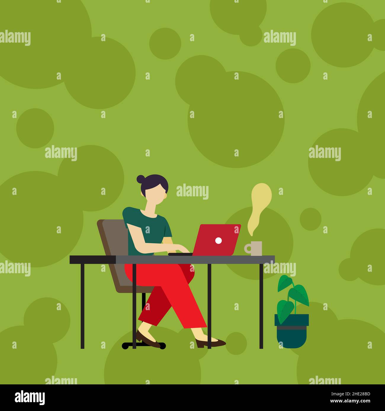 Woman typing computer back view Stock Vector Images - Alamy