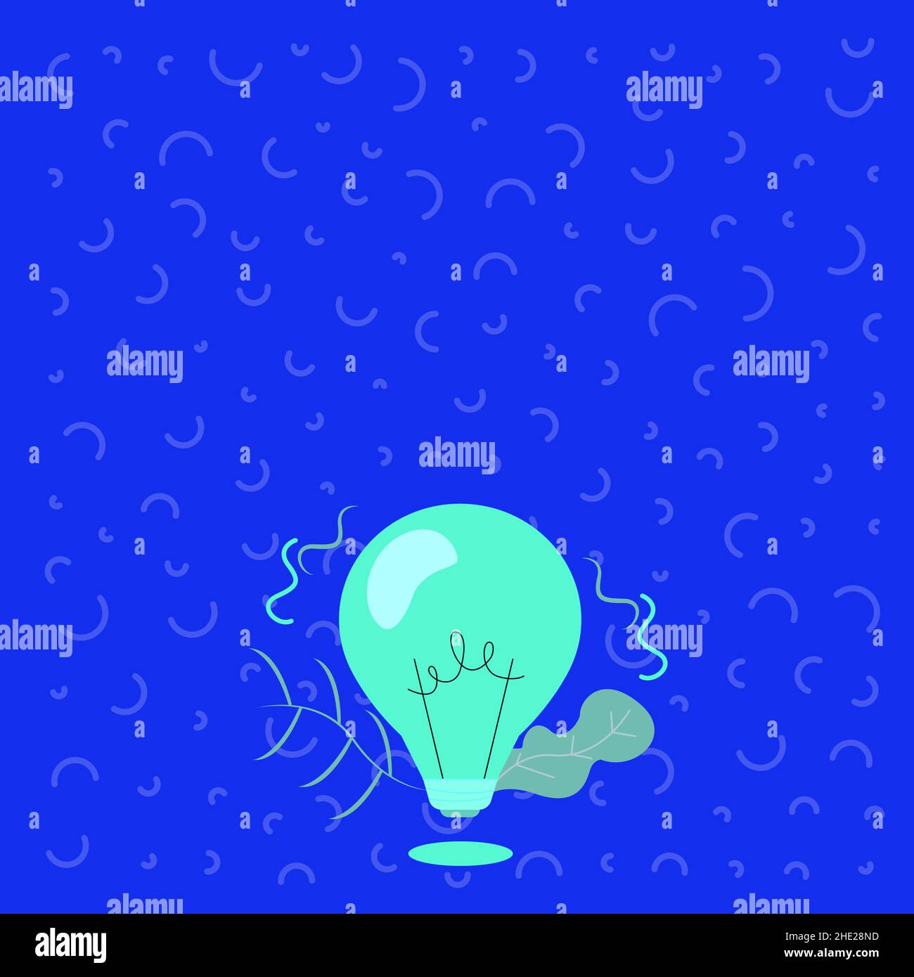 Illuminated Light Bulb Drawing With Plants Shell Showing Technology ...