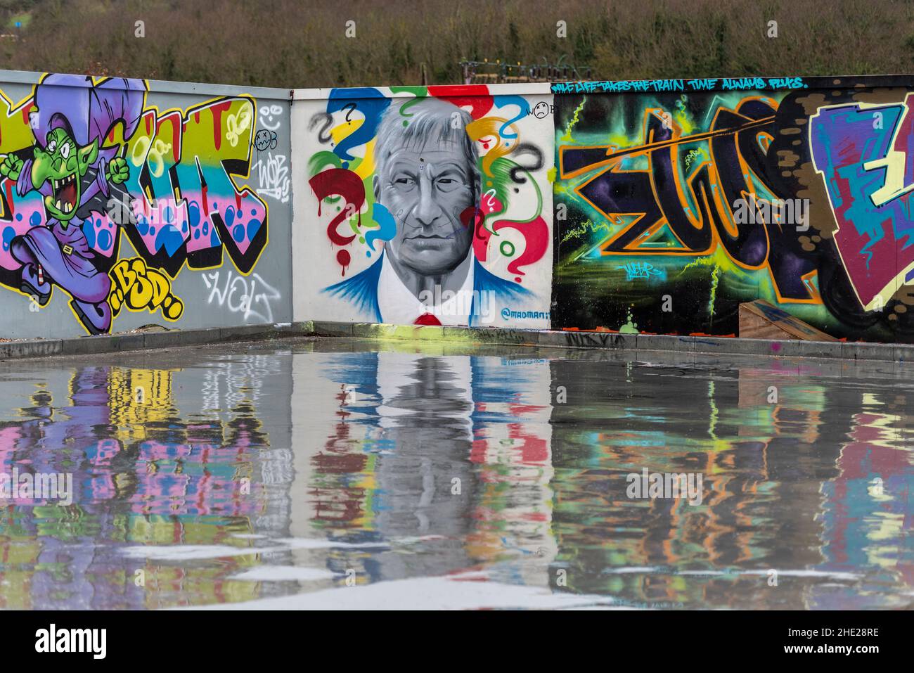 Graffiti art painting depicting Sir David Amess following the murder of ...