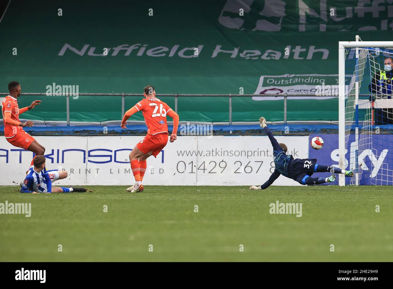 Joe Grey #12 of Hartlepool United scores to make it 2-1 Stock Photo - Alamy