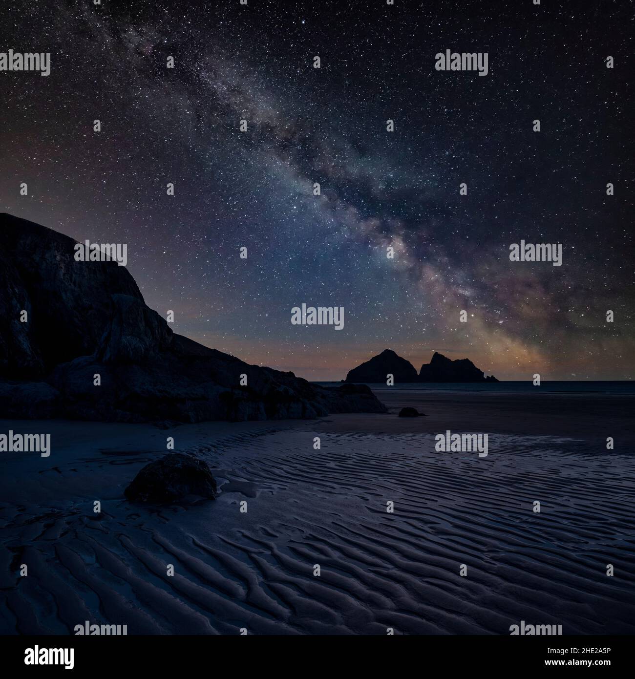 Digital composite image of Milky Way night sky over stunning landscape ...