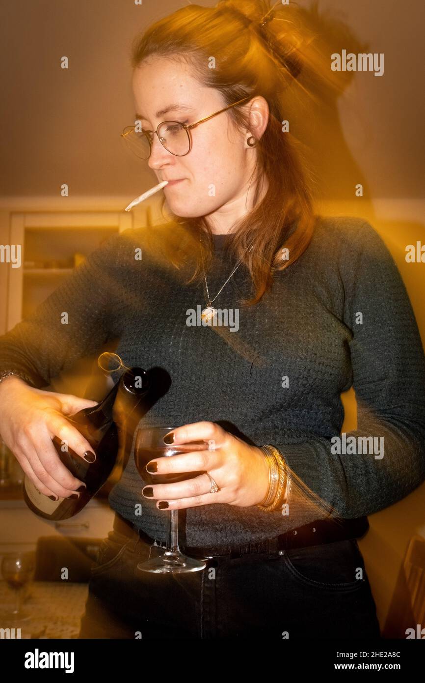 France, Brittany, Quevert, 2020-12-31. New Year's Eve party, or Saint ...