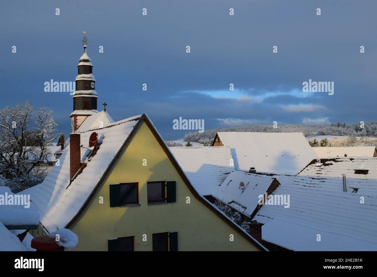 Winter in German Village Stock Photo - Alamy