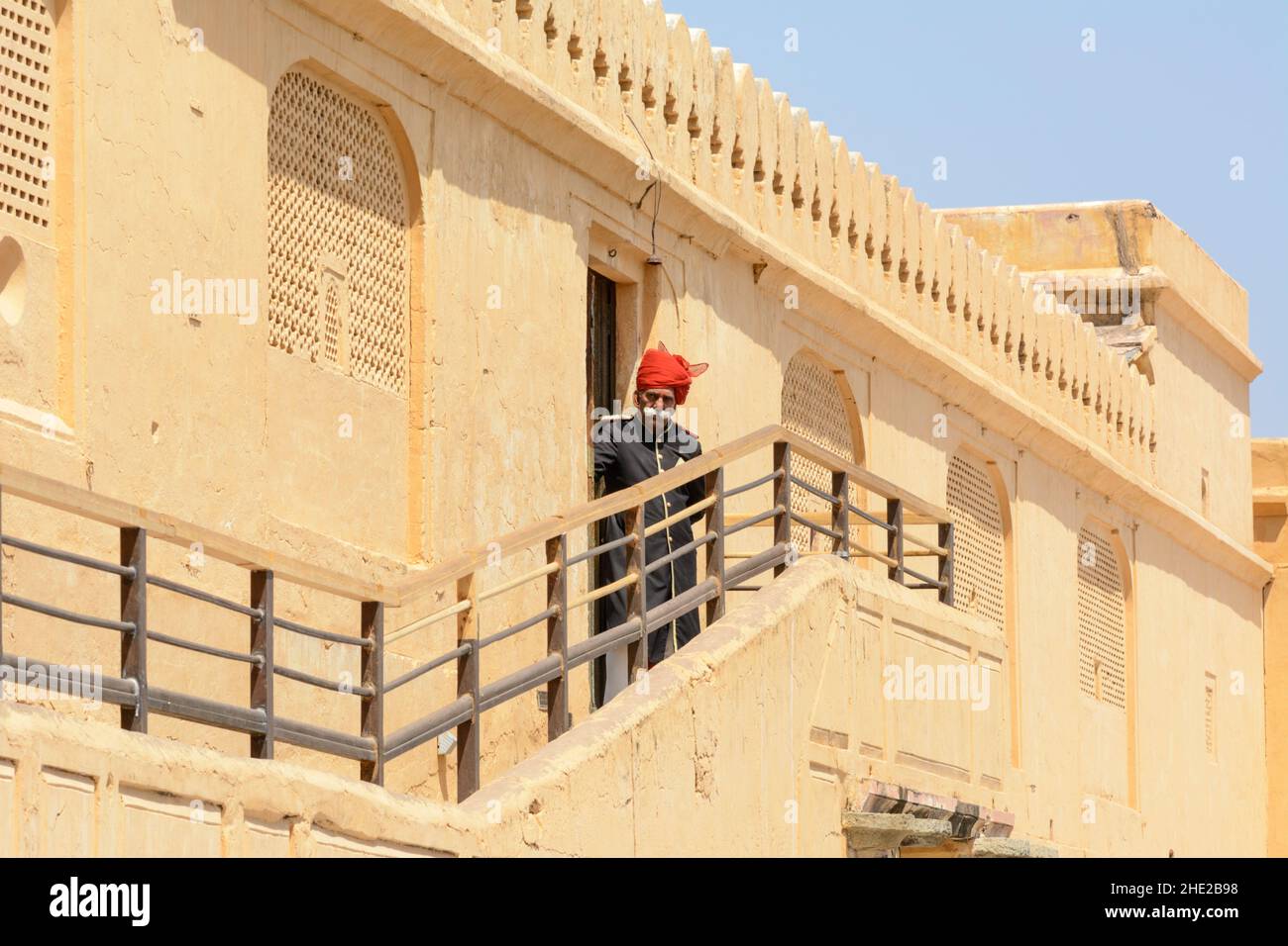 Male guard in traditional dress at Amber Fort (or Amer Fort), Amer ...