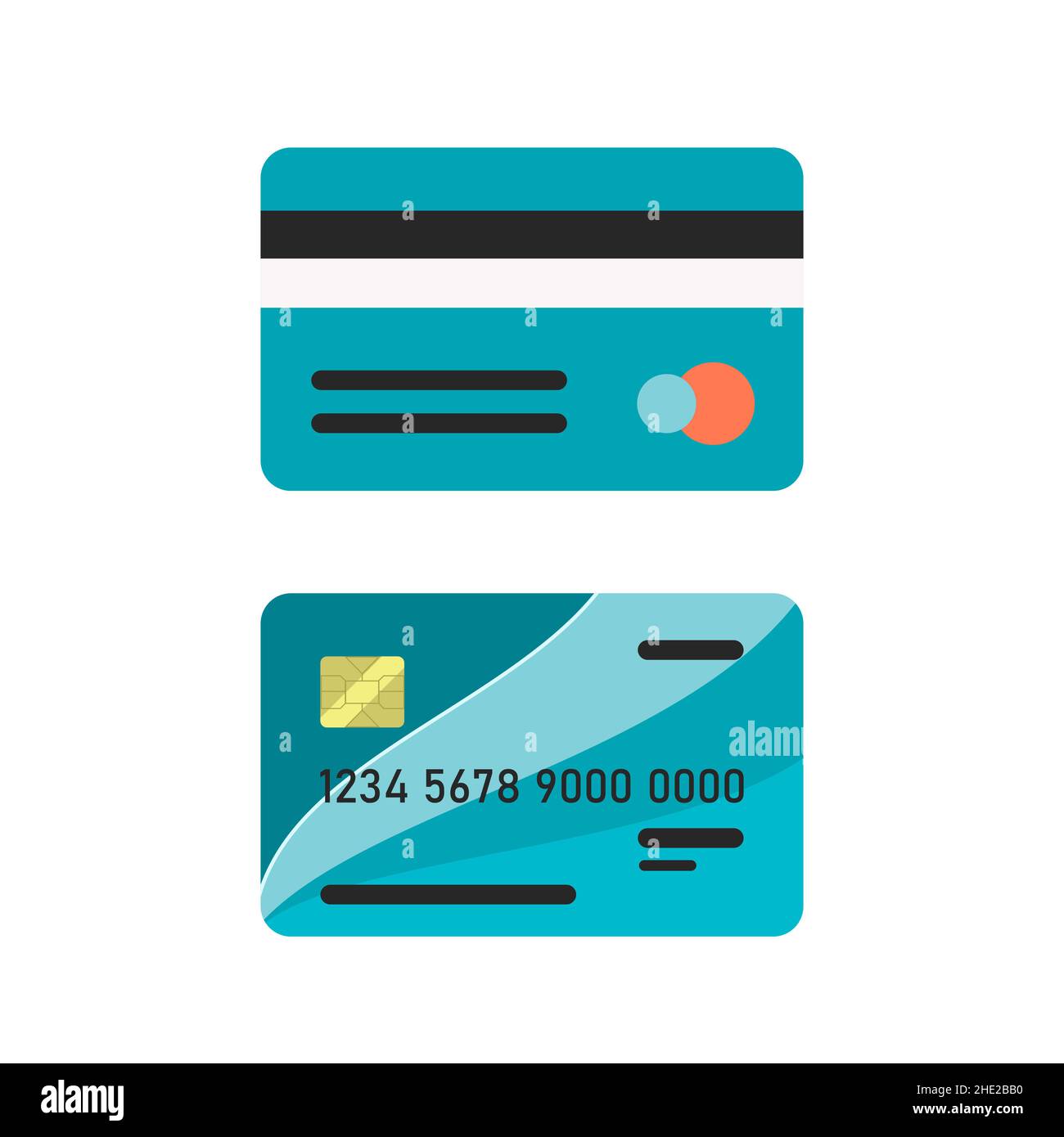 Bank card isolated on white background. Front and back views Stock ...
