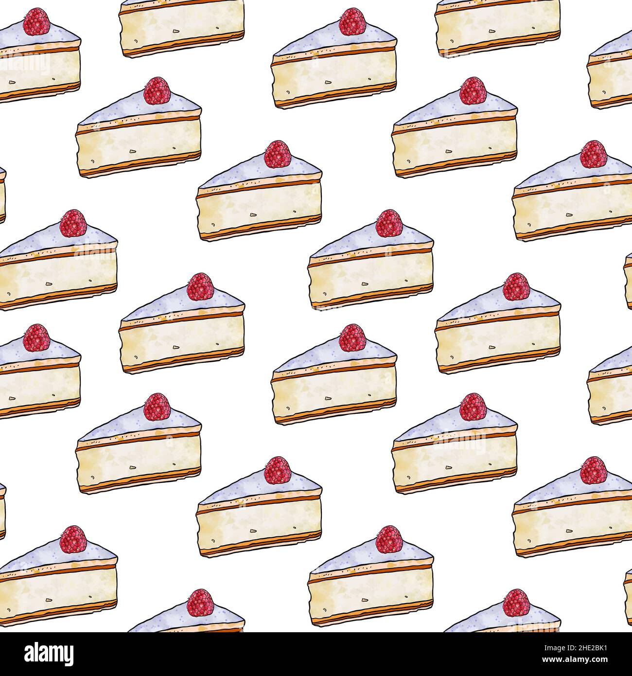 Illustration raster seamless pattern piece of cake souffle yellow color ...