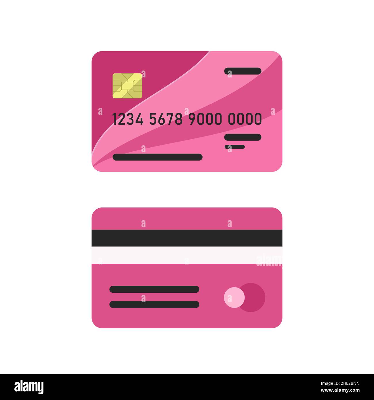 Bank card isolated on white background. Front and back views. Vector ...