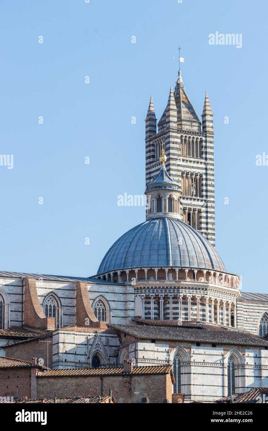 Vertical shot of the beautiful medieval Siena Cathedral (Duomo di Siena ...