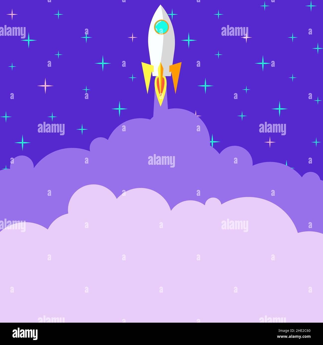 Rocket Ship Launching Fast Straight Up To The Outer Space. Spaceship ...