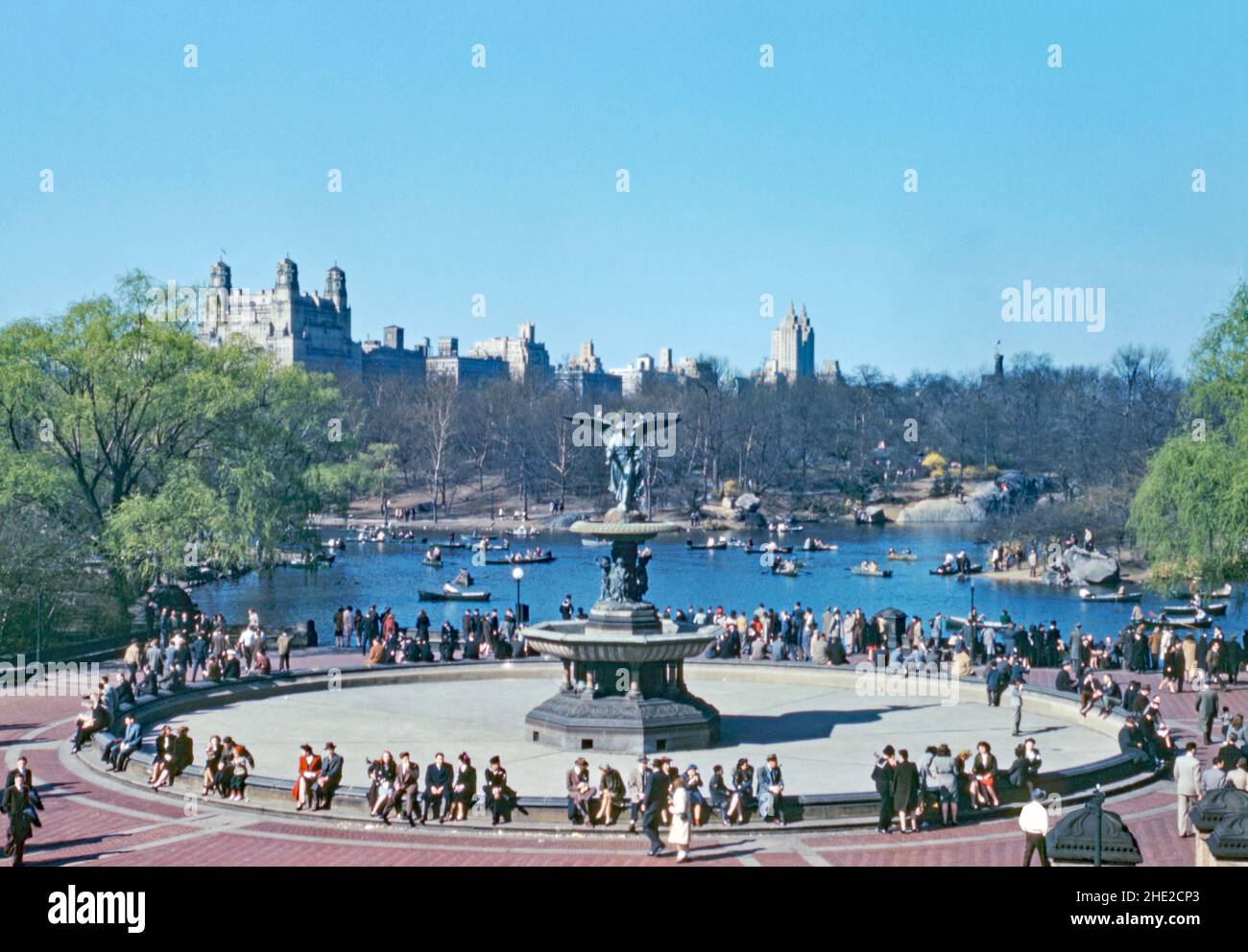 A view from the Bethesda Terrace of the (dry) Bethesda Fountain in ...