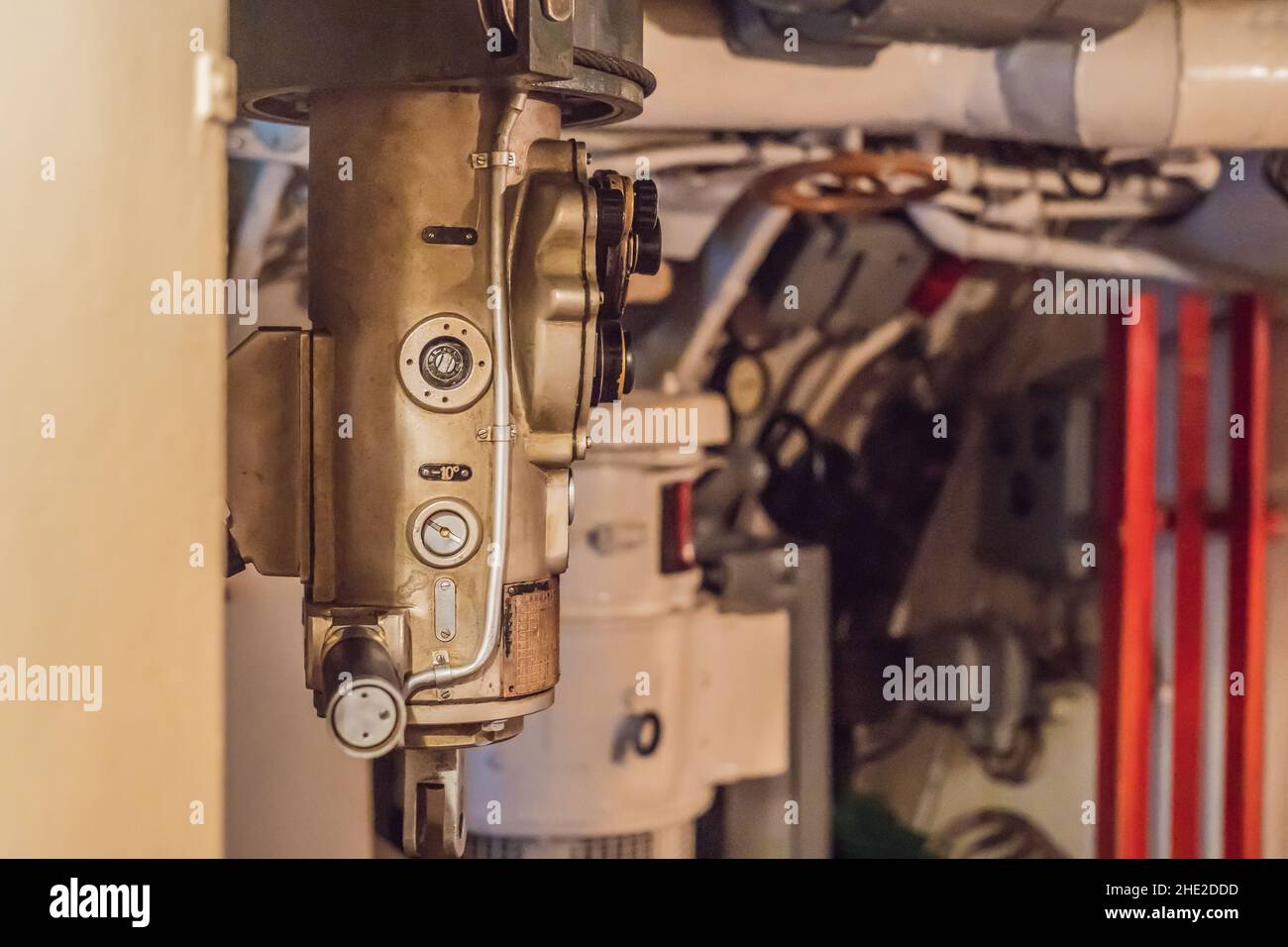 Periscope on an old submarine, retro background Stock Photo - Alamy