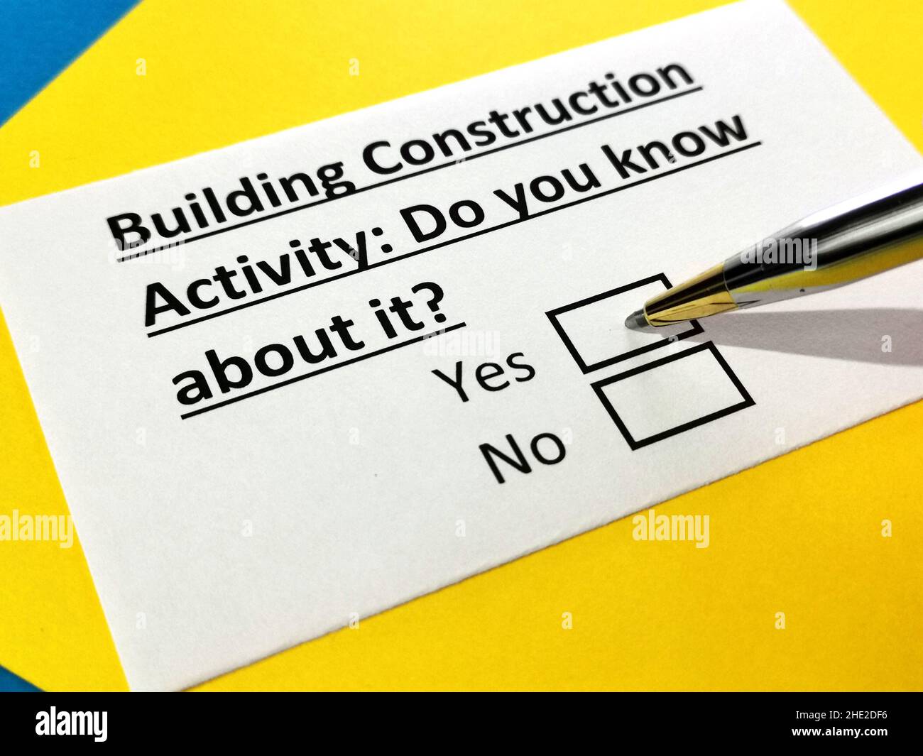One person is answering question about building construction activity ...