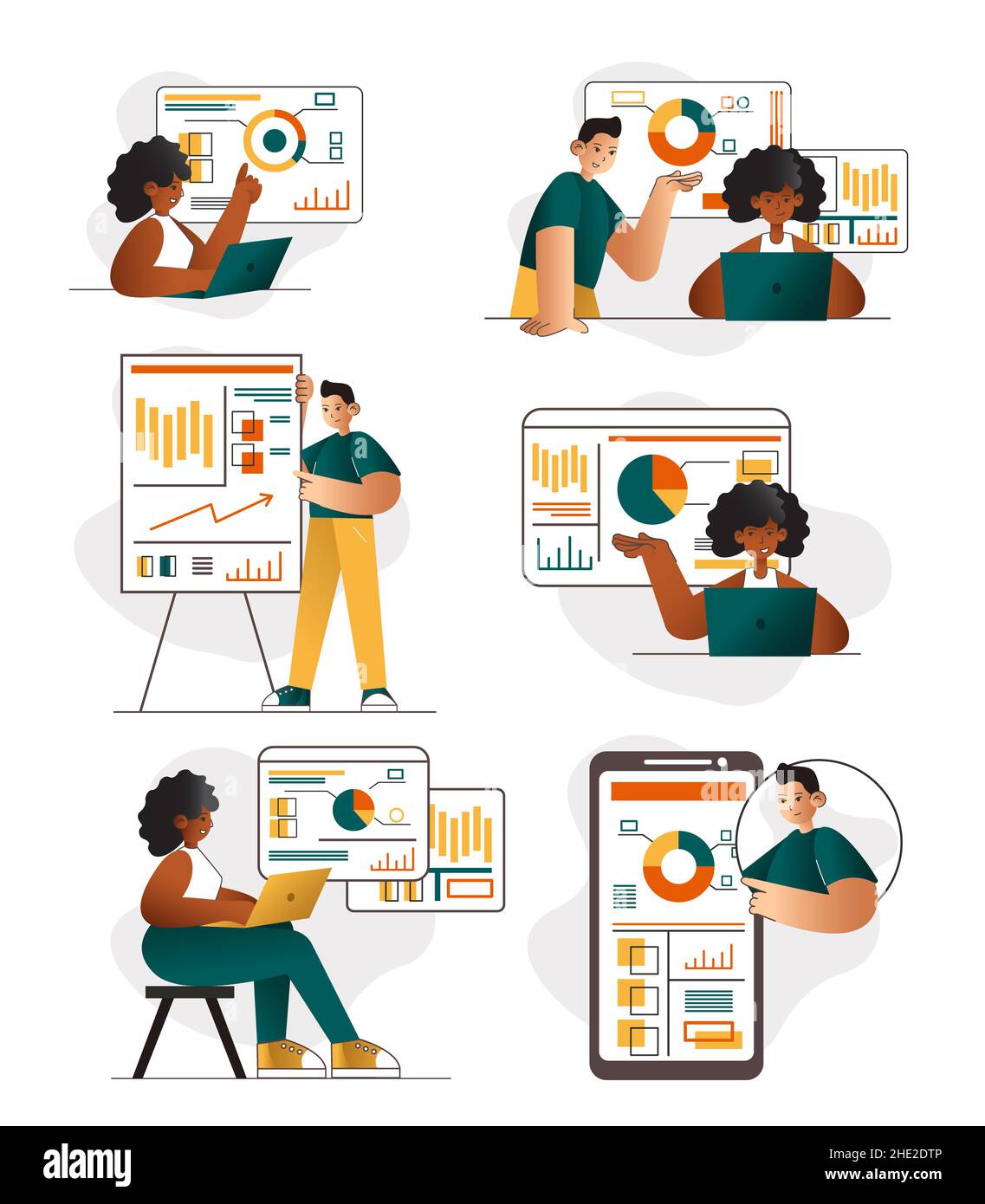 Set of business characters. Cartoon vector illustration isolated on ...