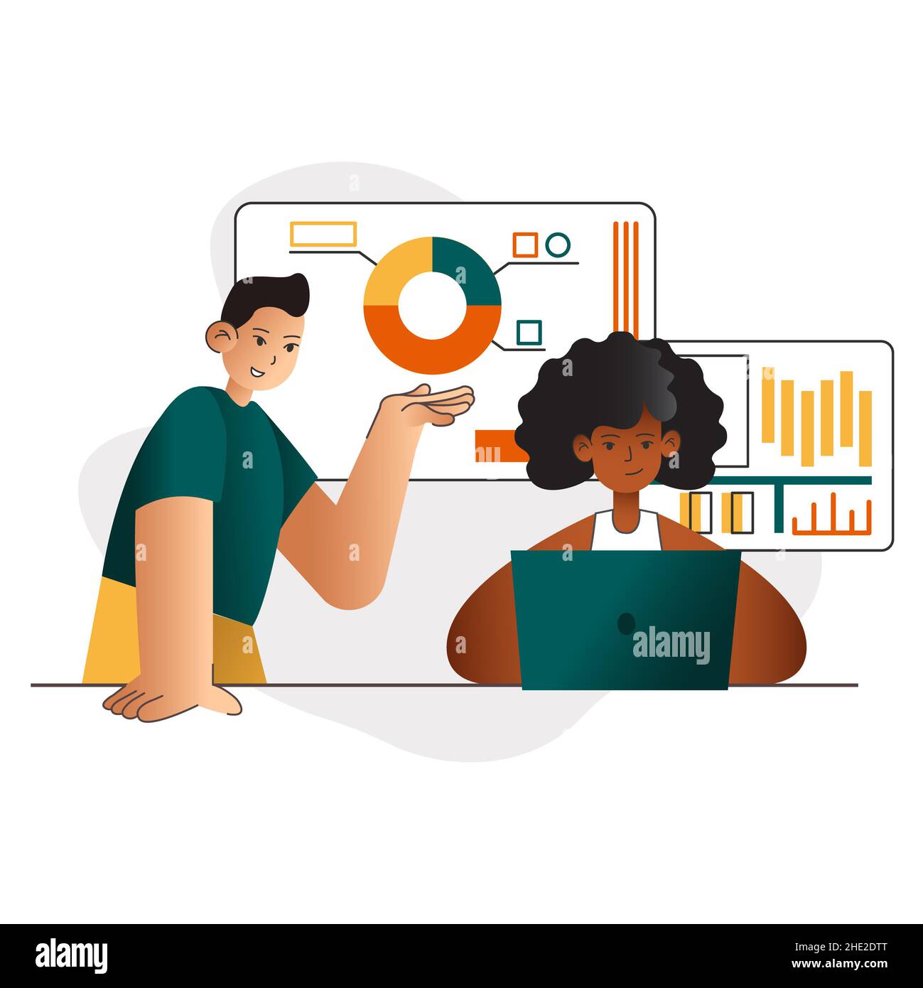 Banking and financial trading teamwork Illustration. Finance invest for ...