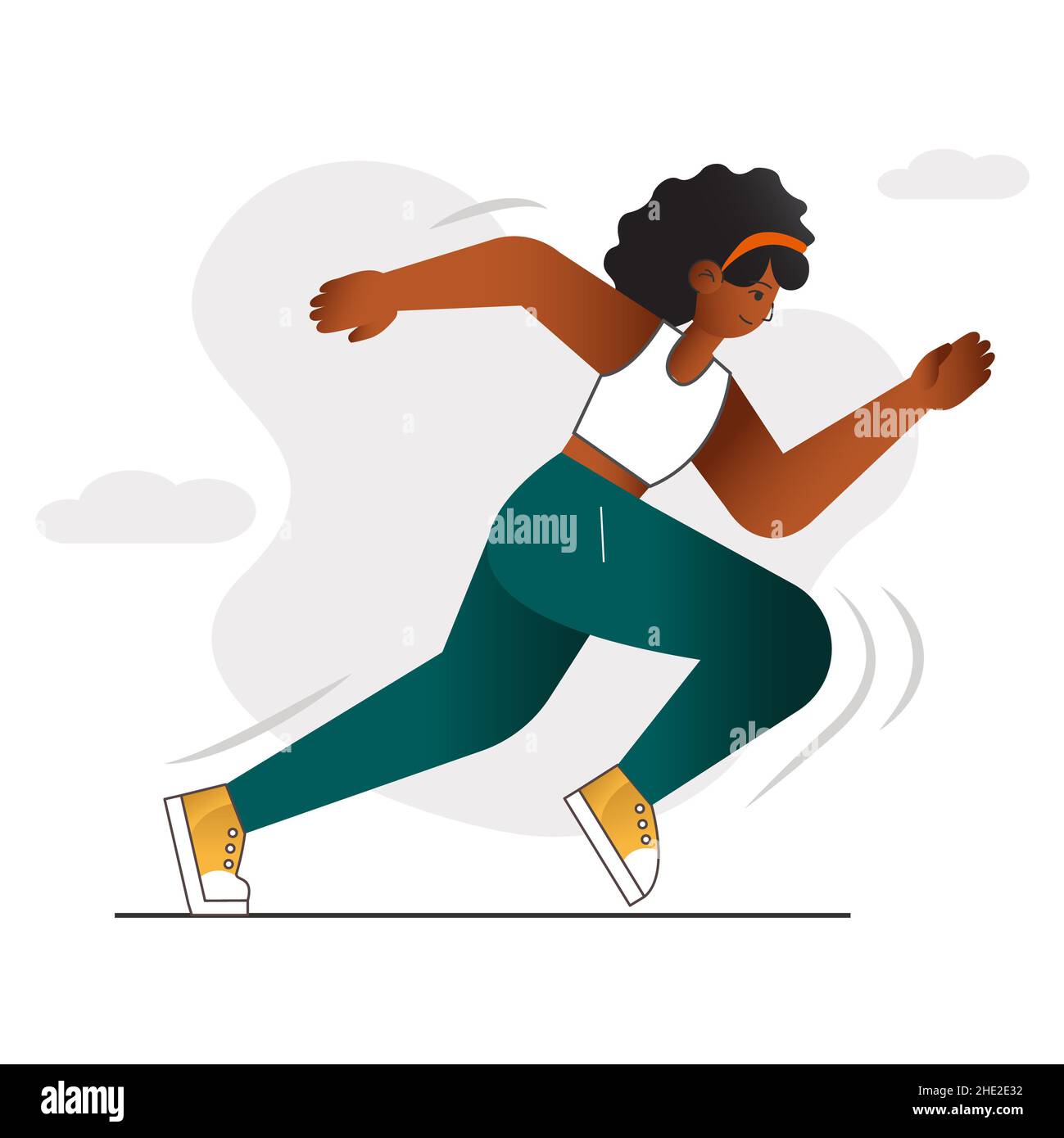 Illustration of sport indoor at home. Black woman gymnast running ...