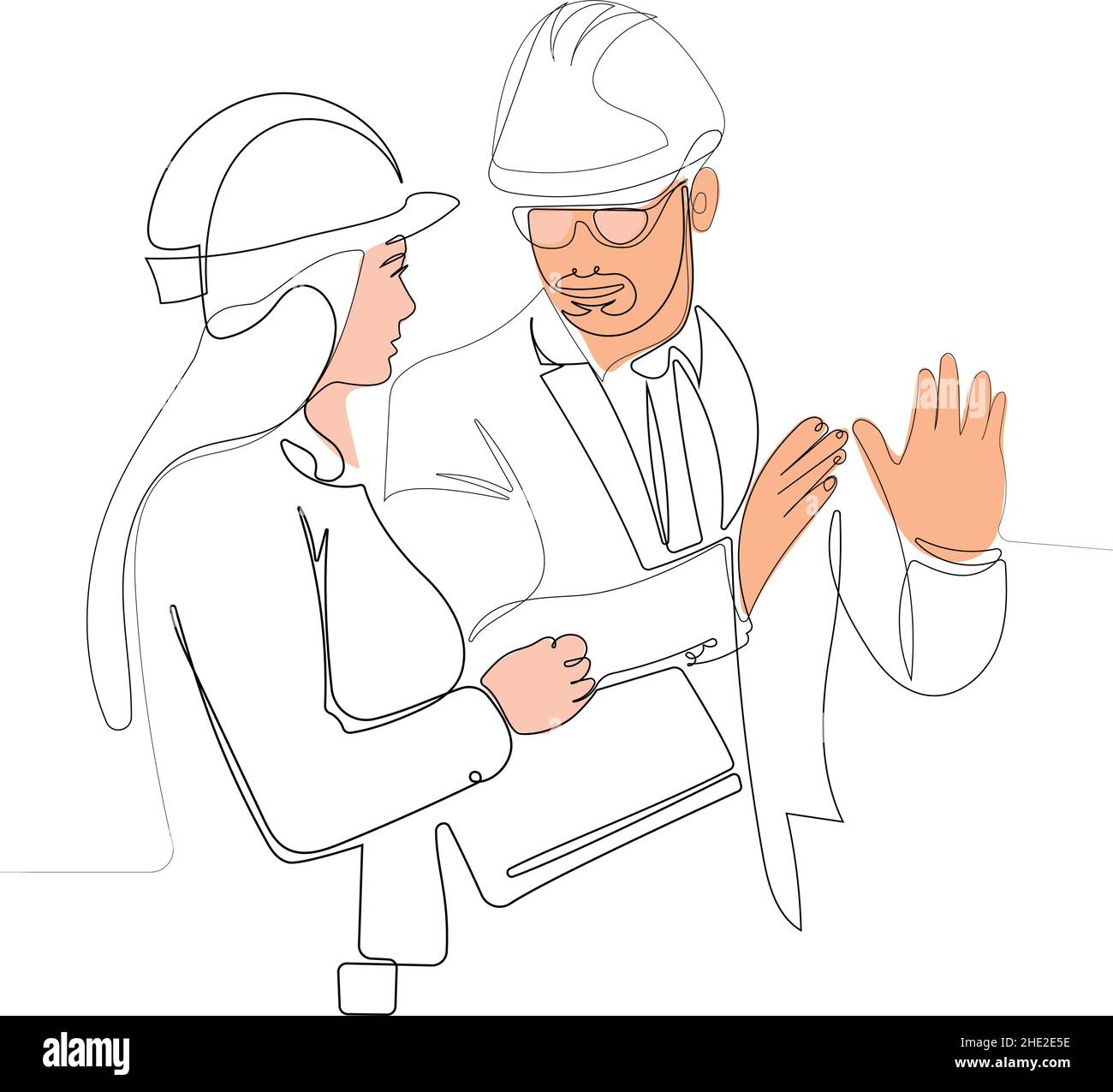Continuous line drawing of two professional people Stock Vector Image ...