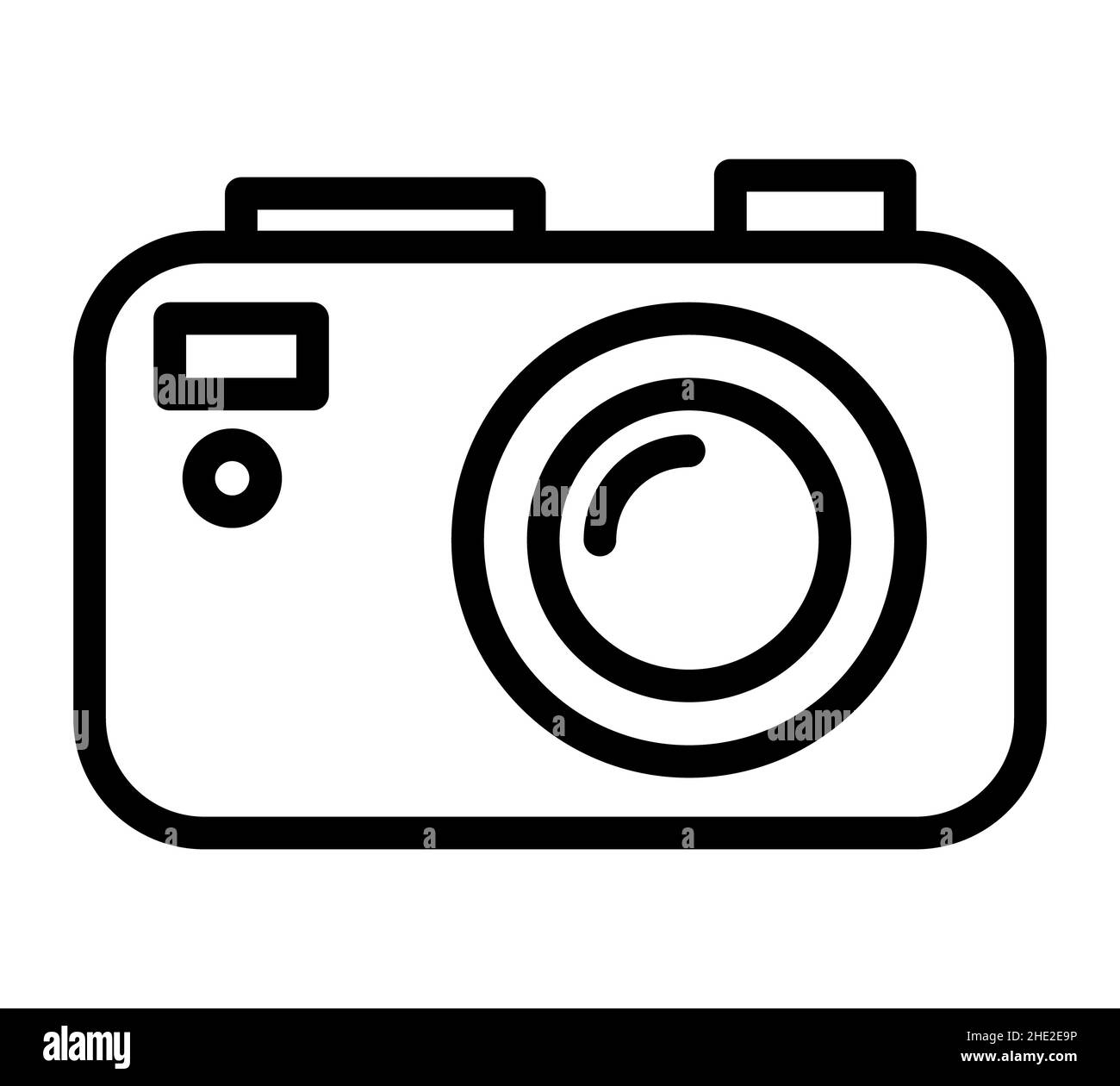 Photo camera flat icon. Pictogram for web. Line stroke. Photo isolated ...