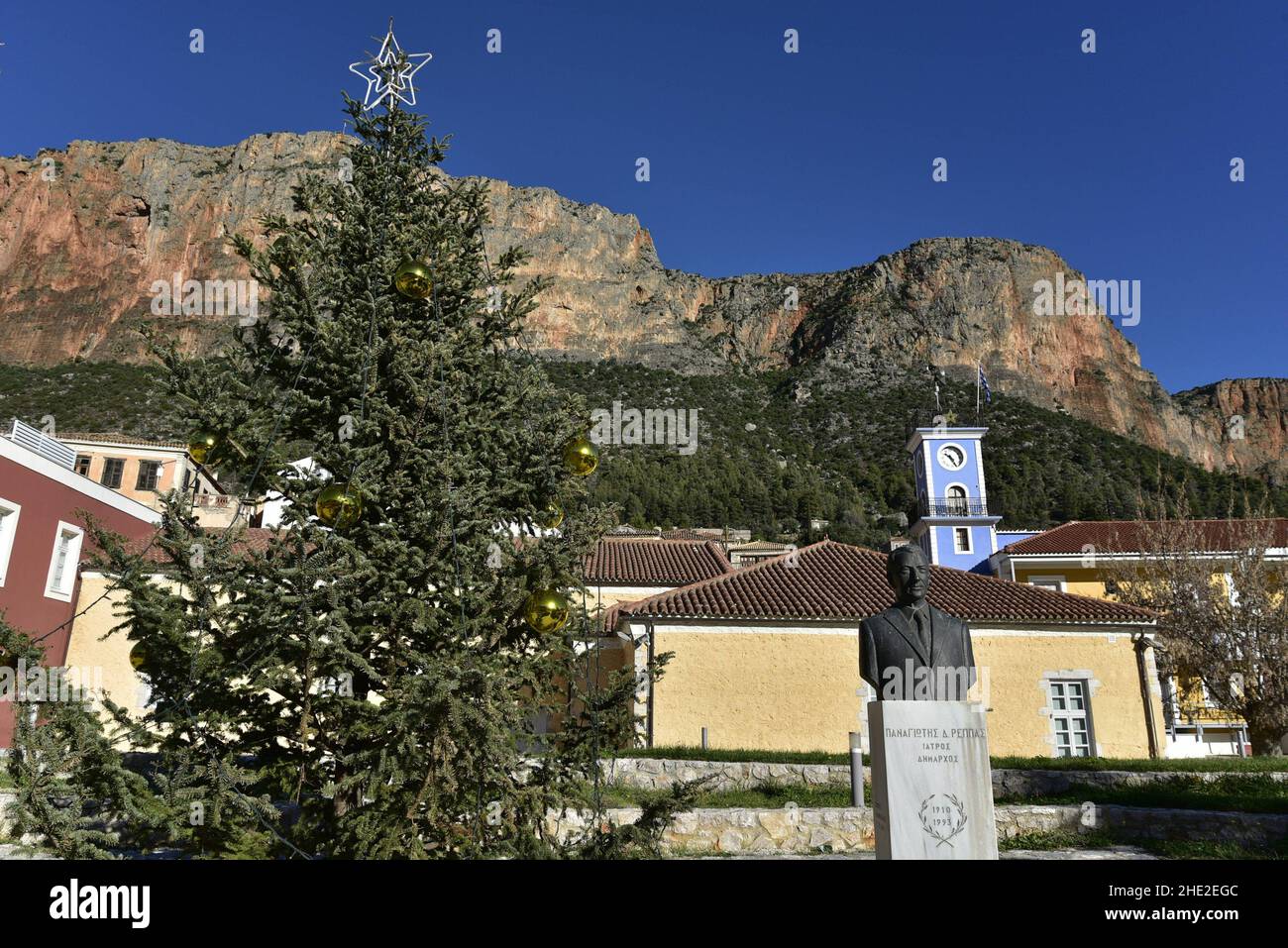 Landscape with scenic view of Leonidio a historic rural town of Arcadia ...