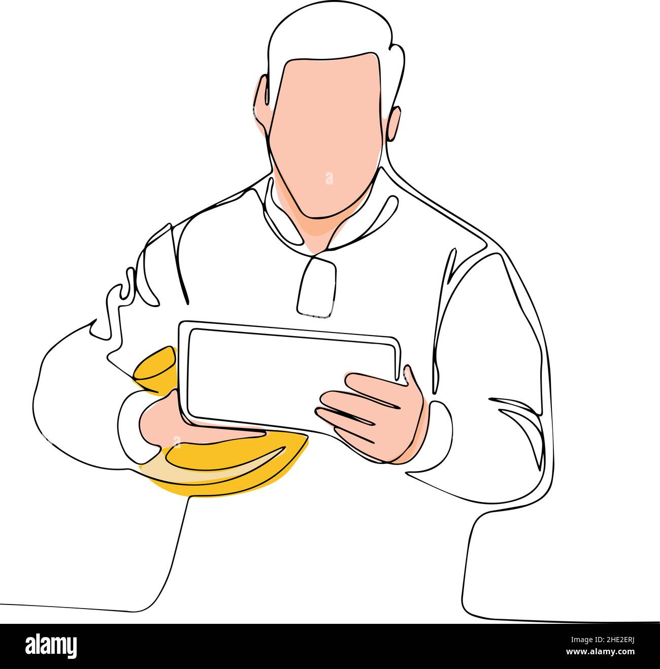 Continuous line drawing of a experienced engineer Stock Vector Image ...