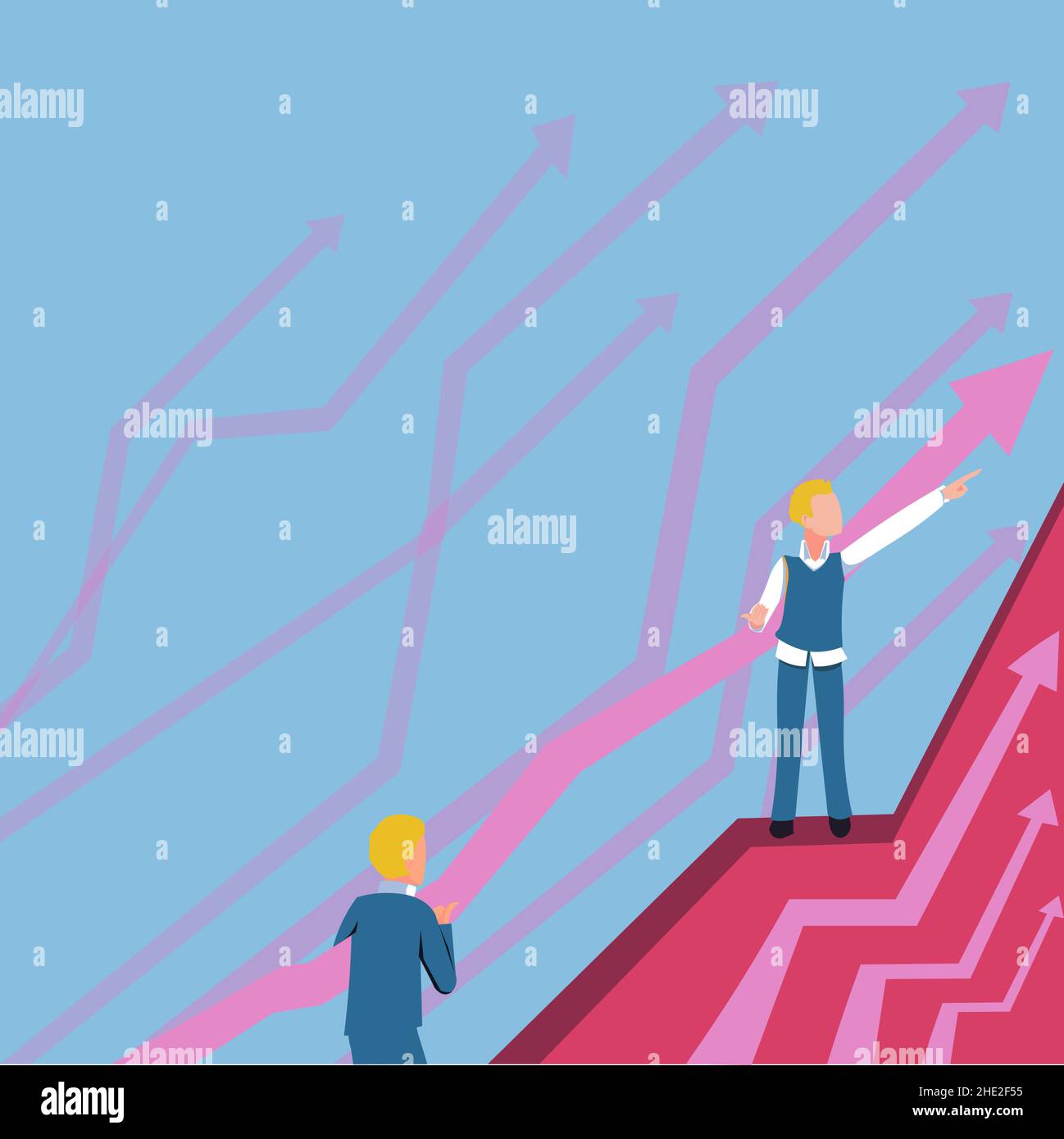 Arrows Guiding Two Collaborating Businessmen Towards Better Financial ...