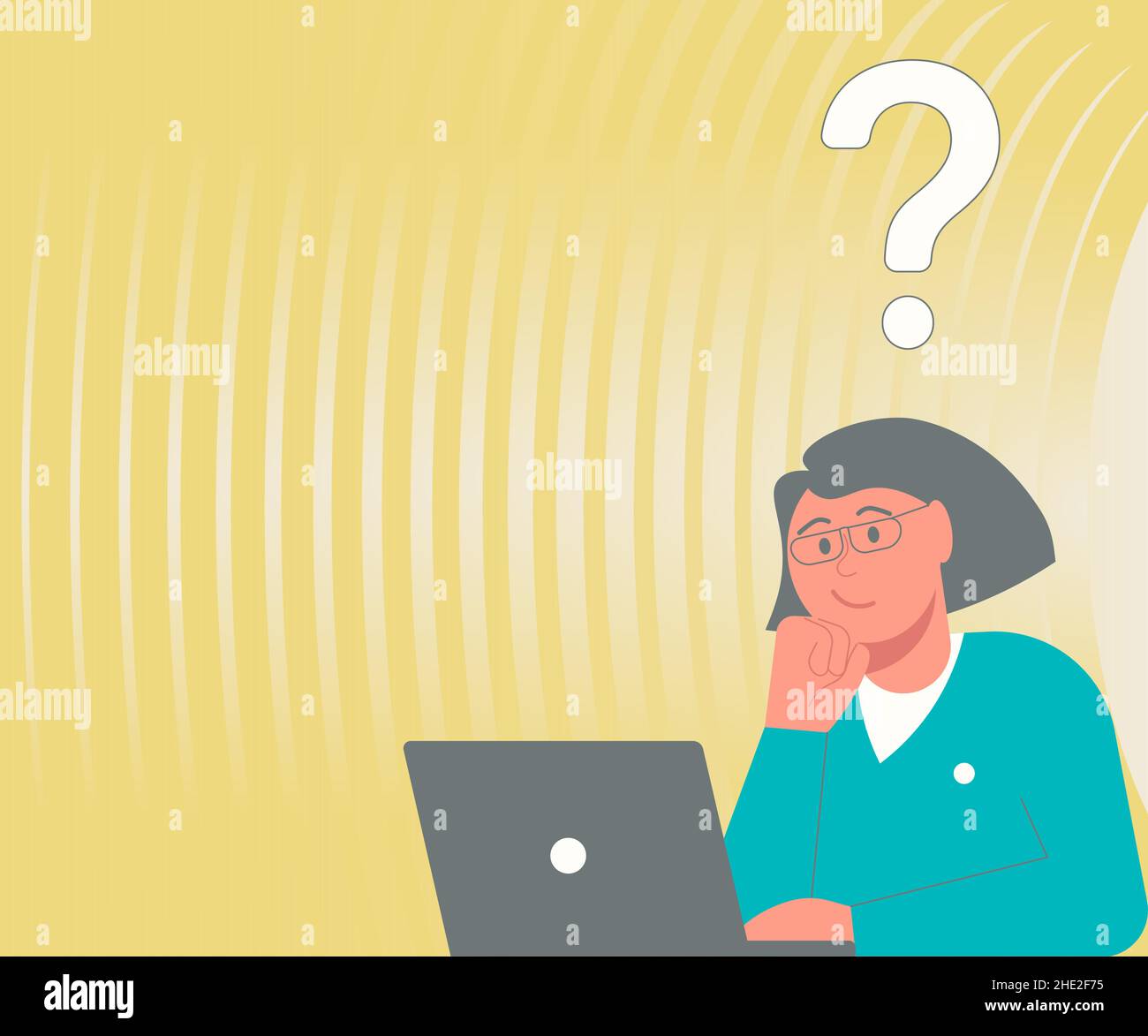 Lady Drawing Brainstorming New Solutions Surrounded With Question Marks ...