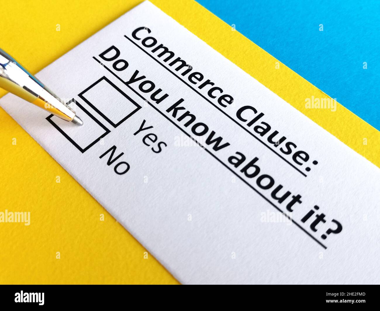 One person is answering question about commerce clause Stock Photo - Alamy