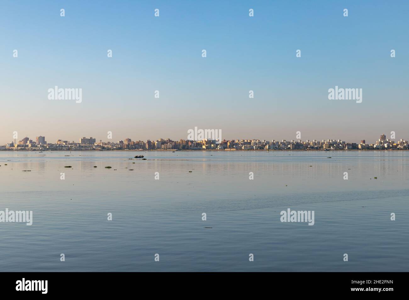 Lake Timsah, panoramic photo taken on a sunny day, it is one of the ...