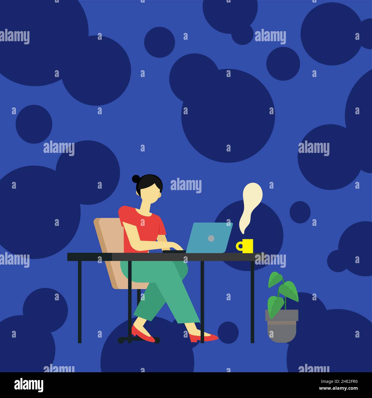 Woman typing computer back view Stock Vector Images - Alamy