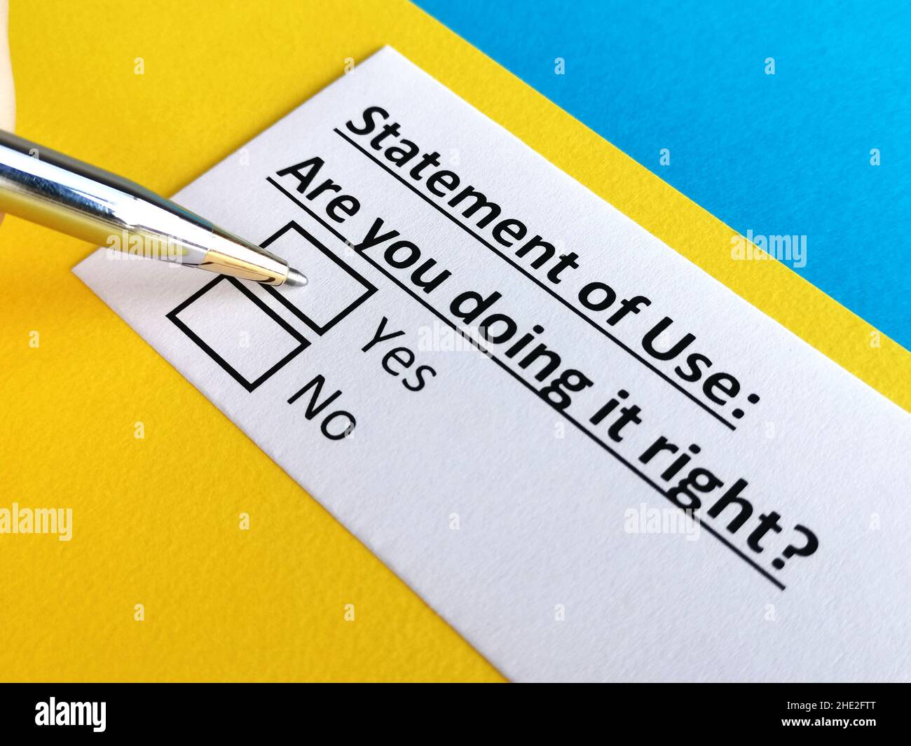 One person is answering question about statement of Use Stock Photo - Alamy