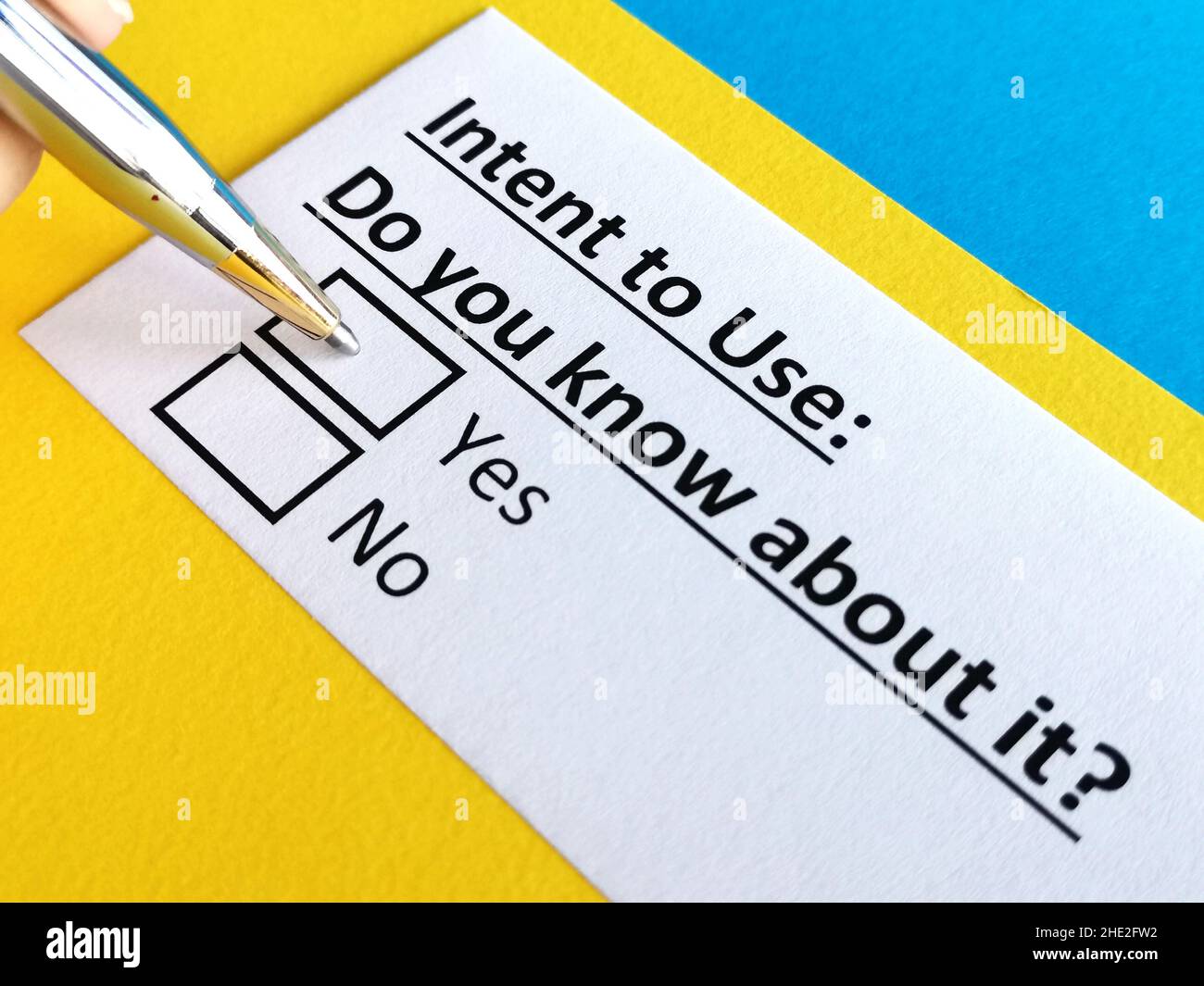One person is answering question about intent to use Stock Photo - Alamy