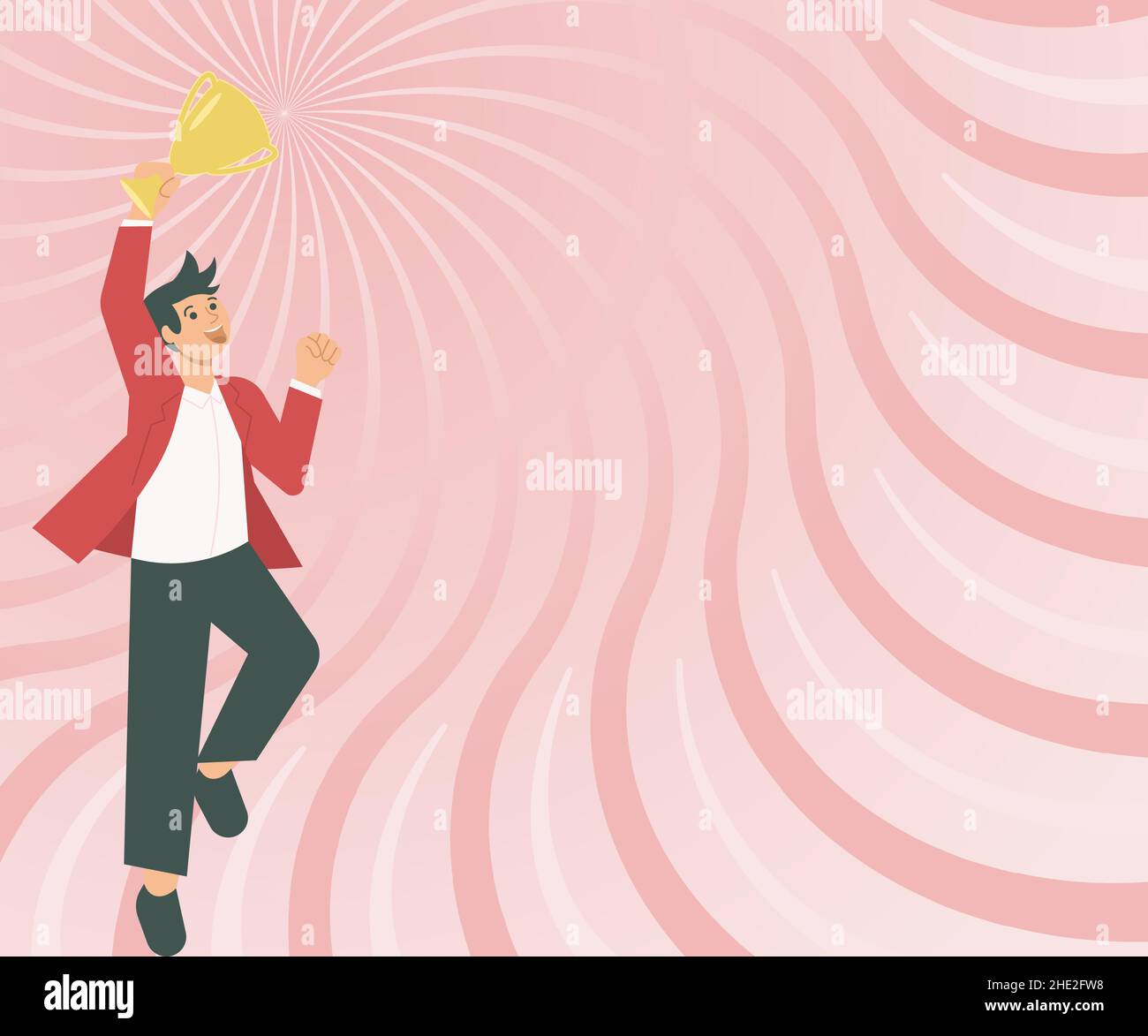 Celebrating holding trophy smiling Stock Vector Images - Alamy