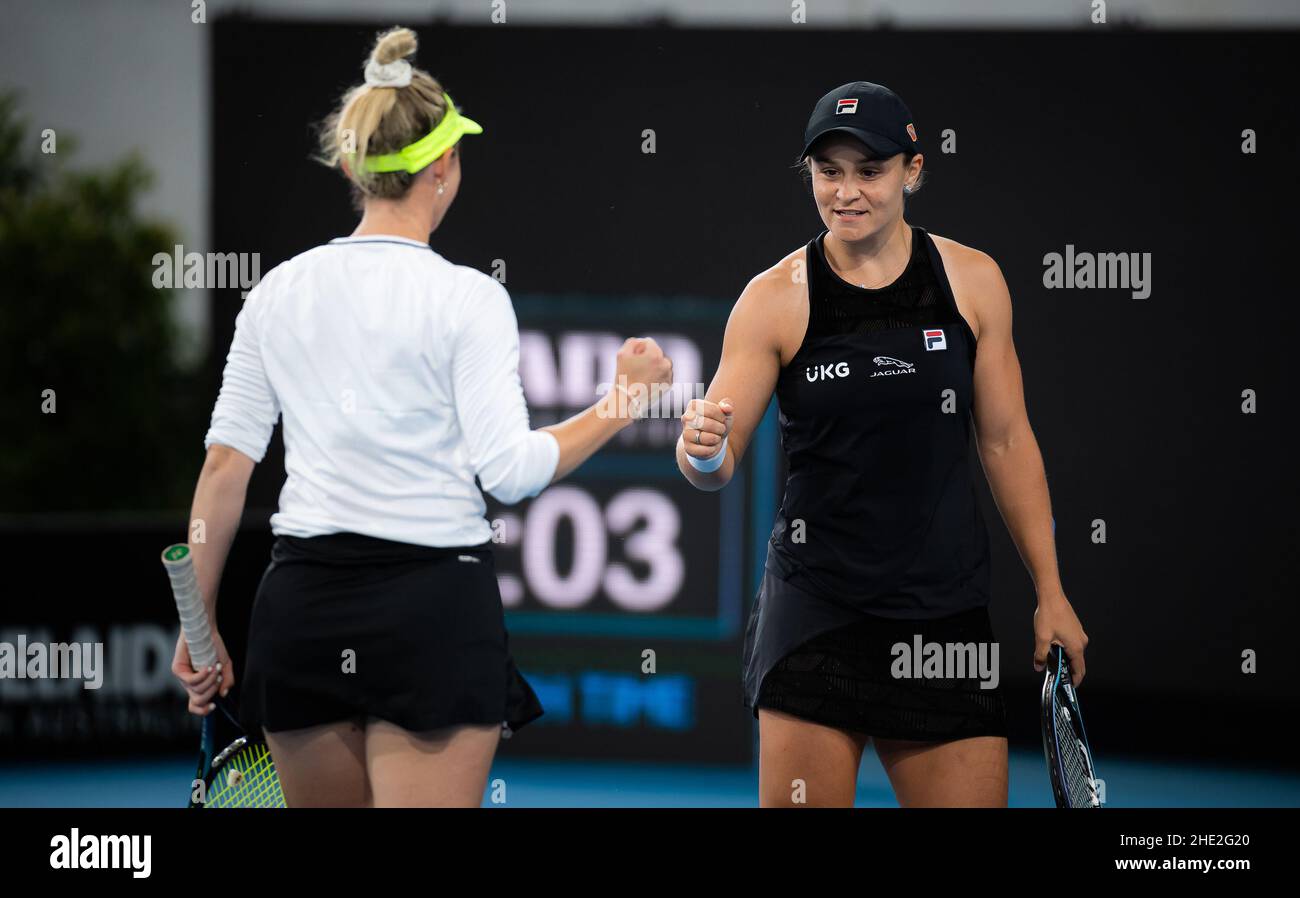 Ashleigh Barty & Storm Sanders of Australia during the doubles semi ...
