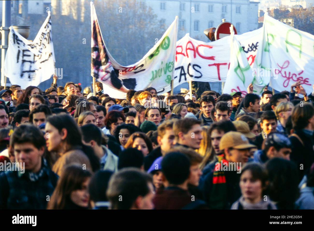 Archives 90ies: Students protest in Lyon, France, 1995 Stock Photo - Alamy