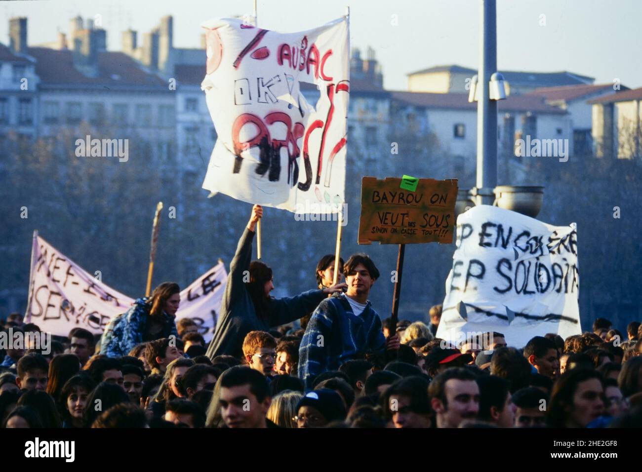 Archives 90ies: Students protest in Lyon, France, 1995 Stock Photo - Alamy