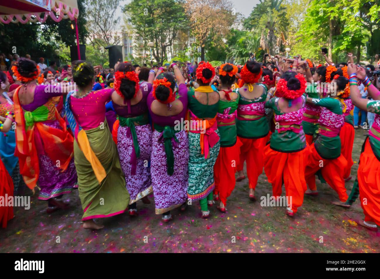 Kolkata, India - March 21st, 2019 : Beautiful young girls with spring ...