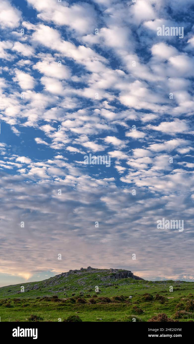 Bodmin moor sunset with mackerel sky cornwall england uk Stock Photo - Alamy