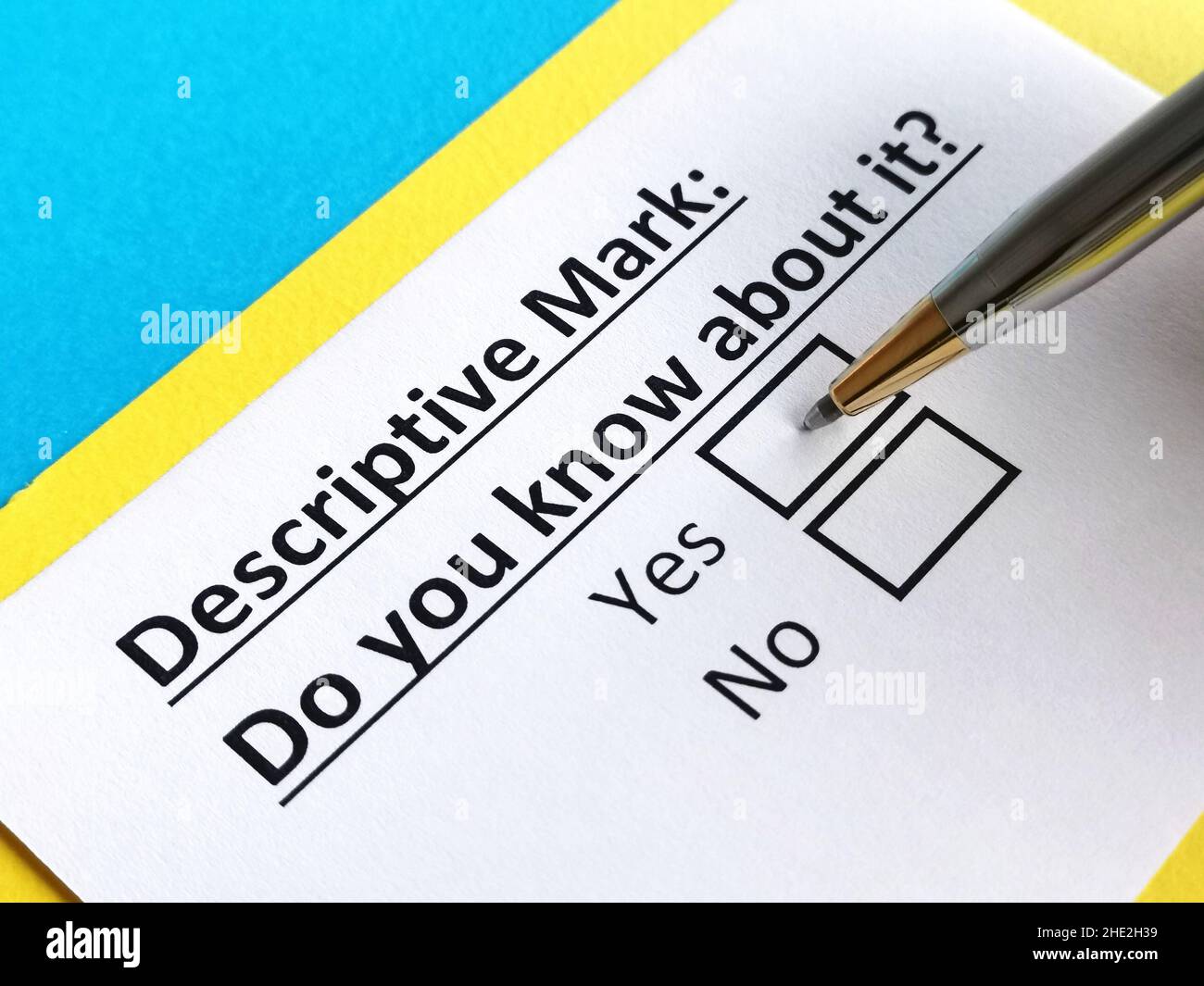 One person is answering question about descriptive mark Stock Photo - Alamy