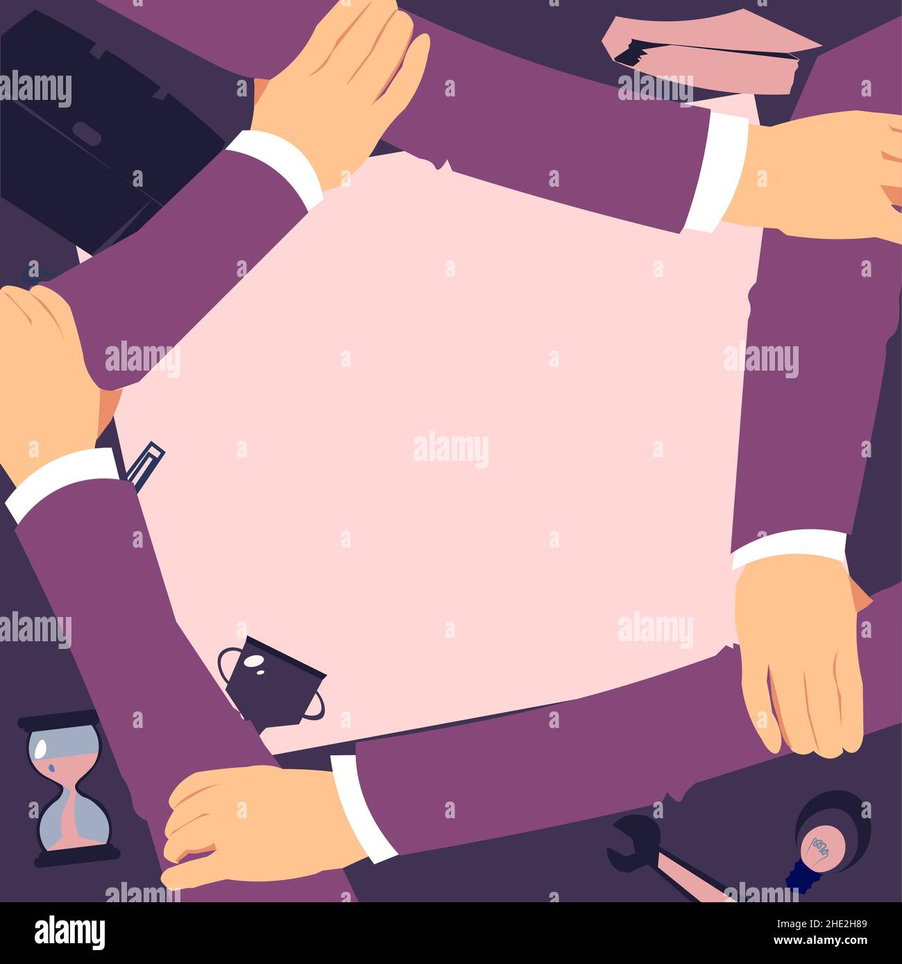 Four Hands Drawing Holding Arm Together Showing Connection Symbol ...