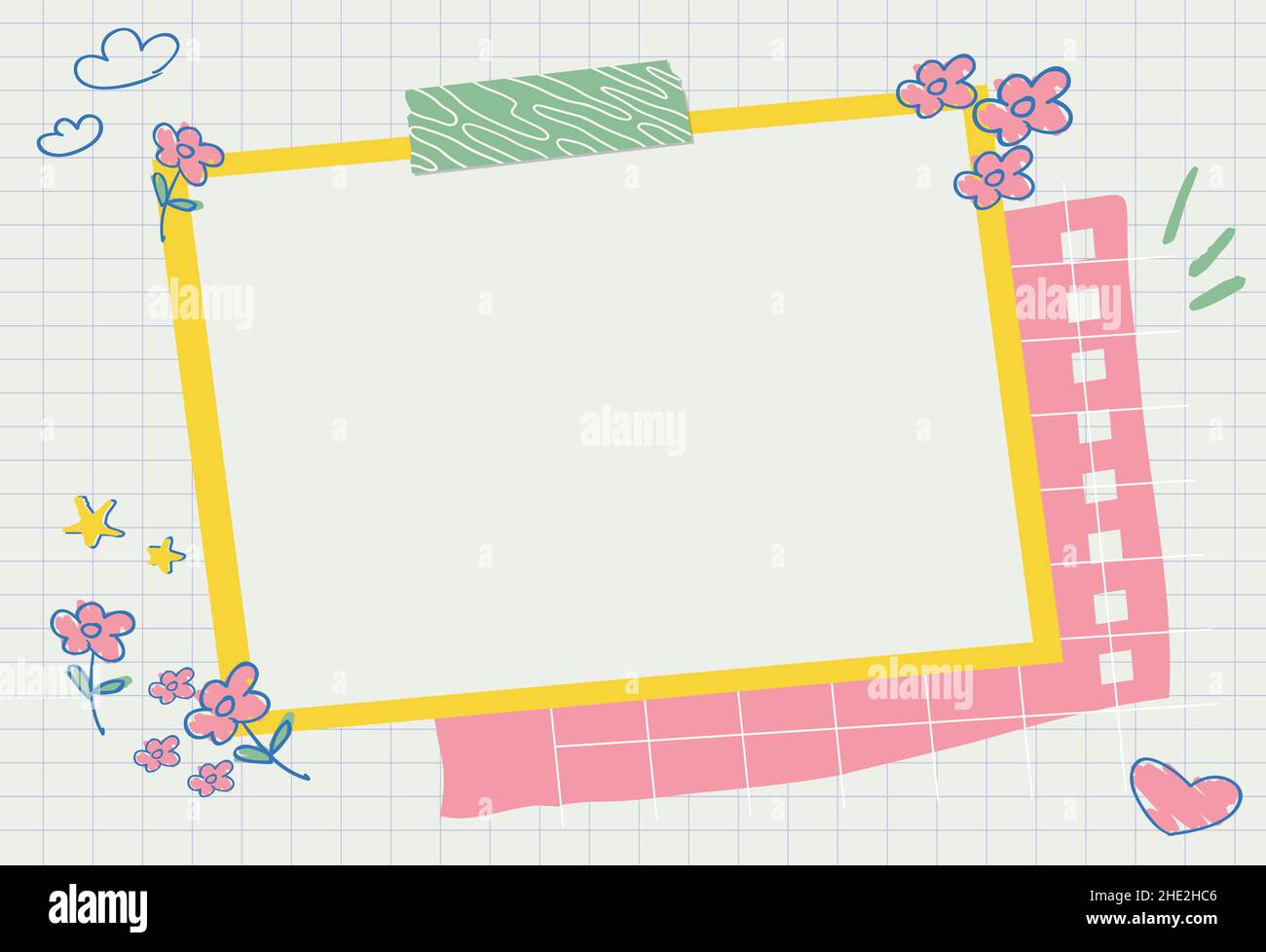 Blank Frame Decorated With Abstract Modernized Forms Flowers And ...