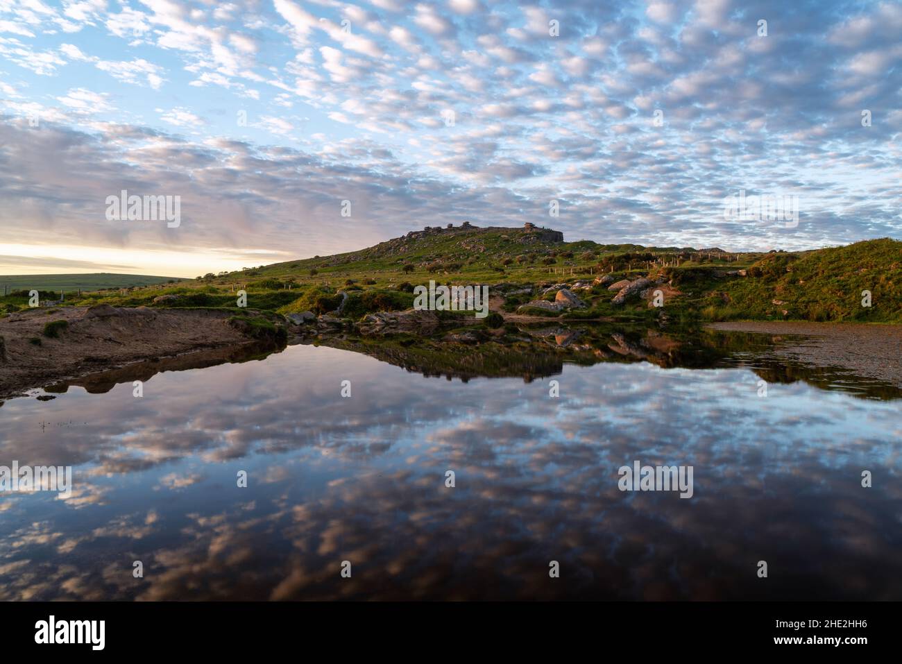 Bodmin moor sunset with mackerel sky cornwall england uk Stock Photo - Alamy